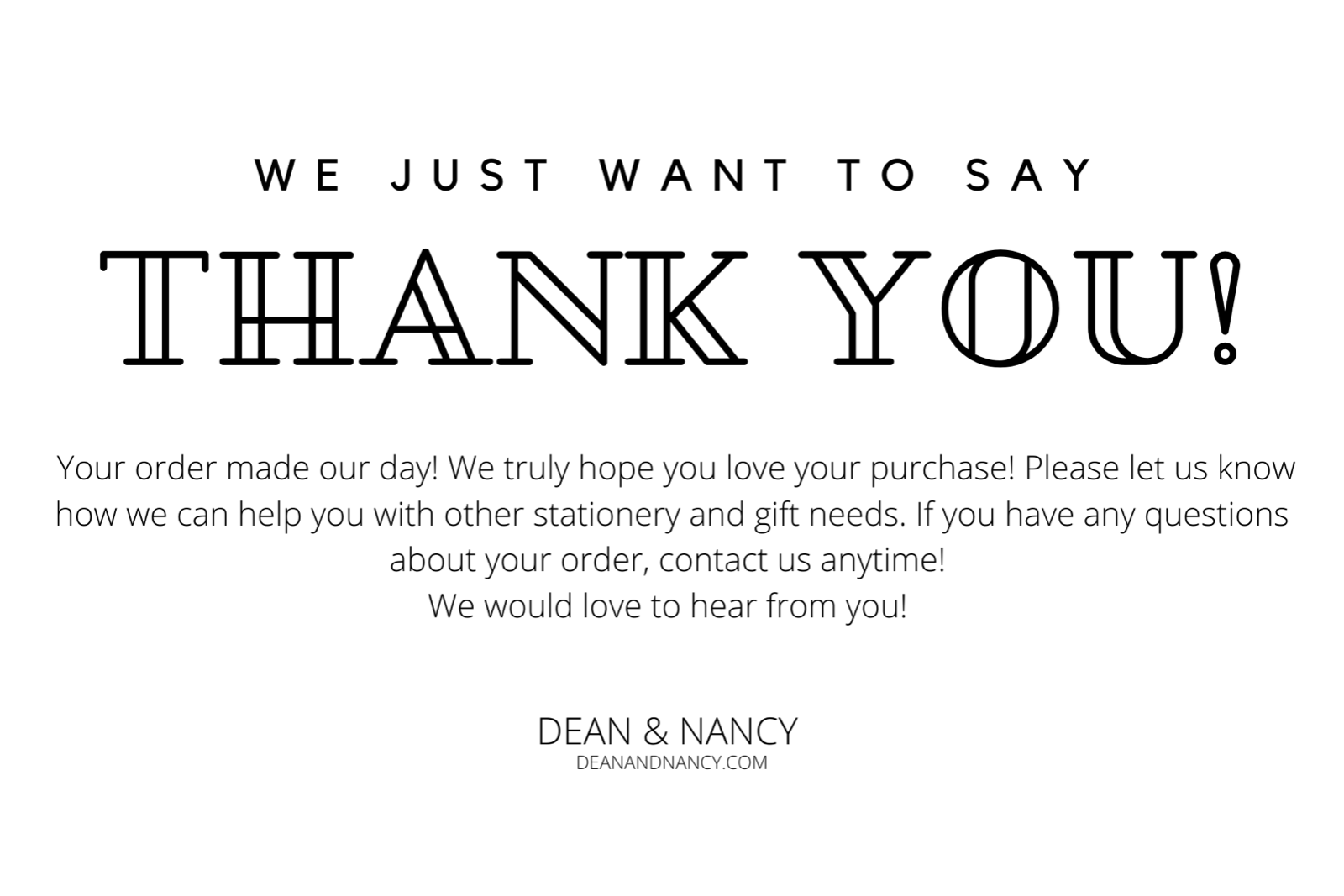 Custom Stationery Order – Dean & Nancy